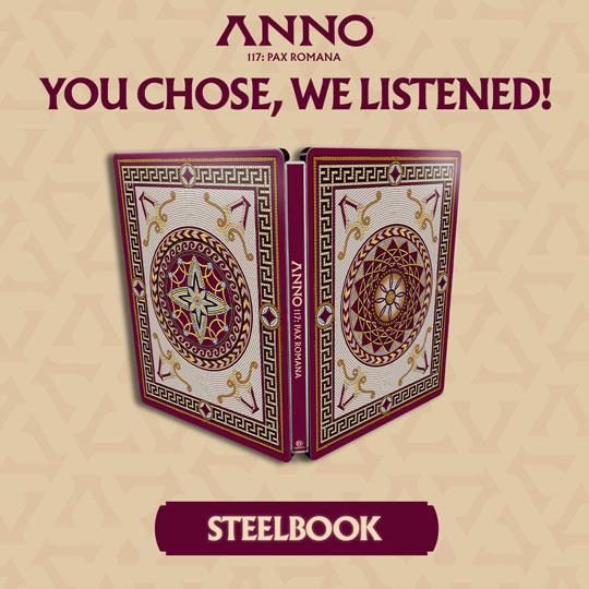 Anno Union Update: Anno 117: Pax Romana Livestream, Steelbook etc ...